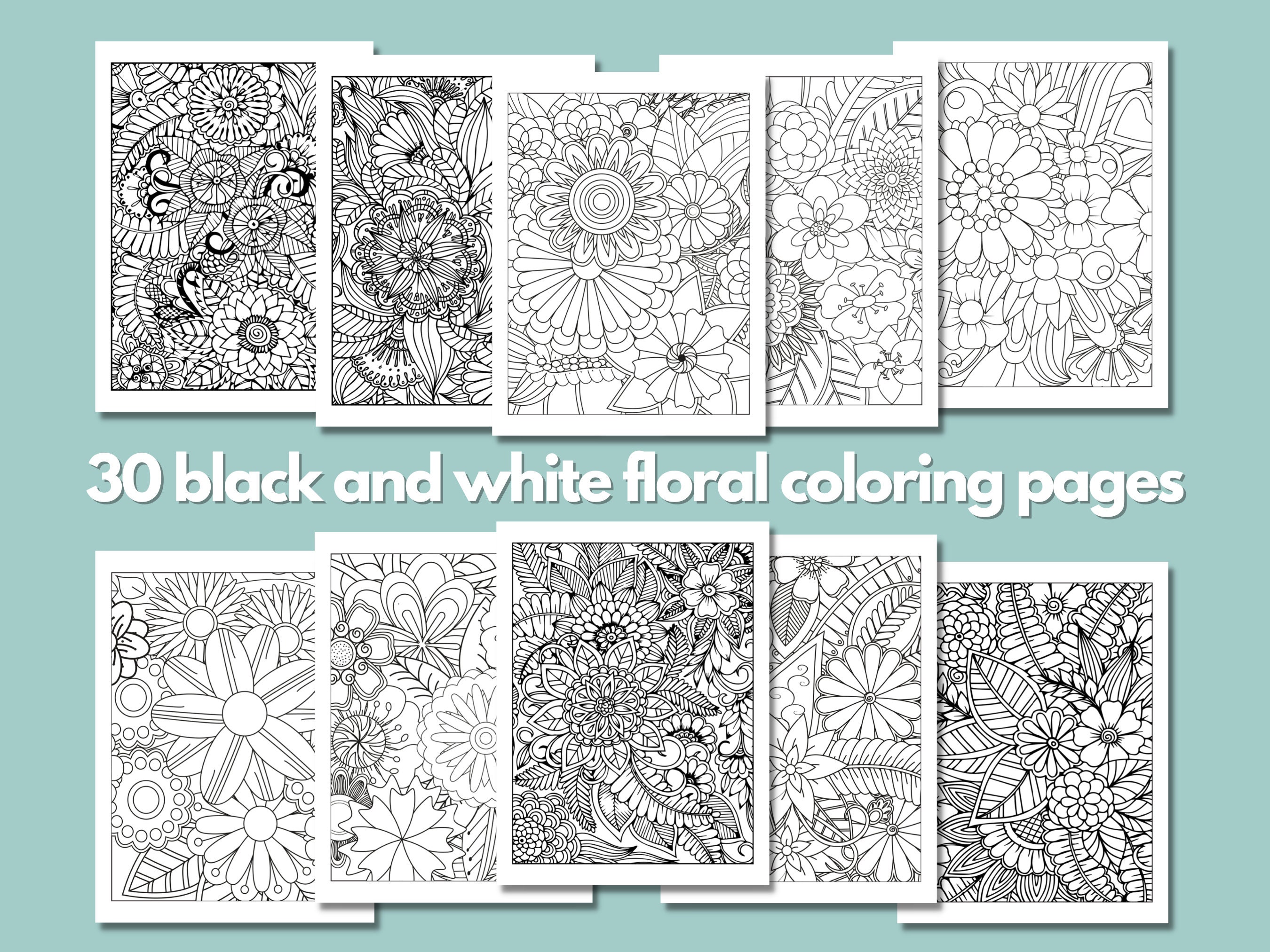 30 Beautiful Floral Coloring Pages | Flower Adult Teens Coloring Pages ...