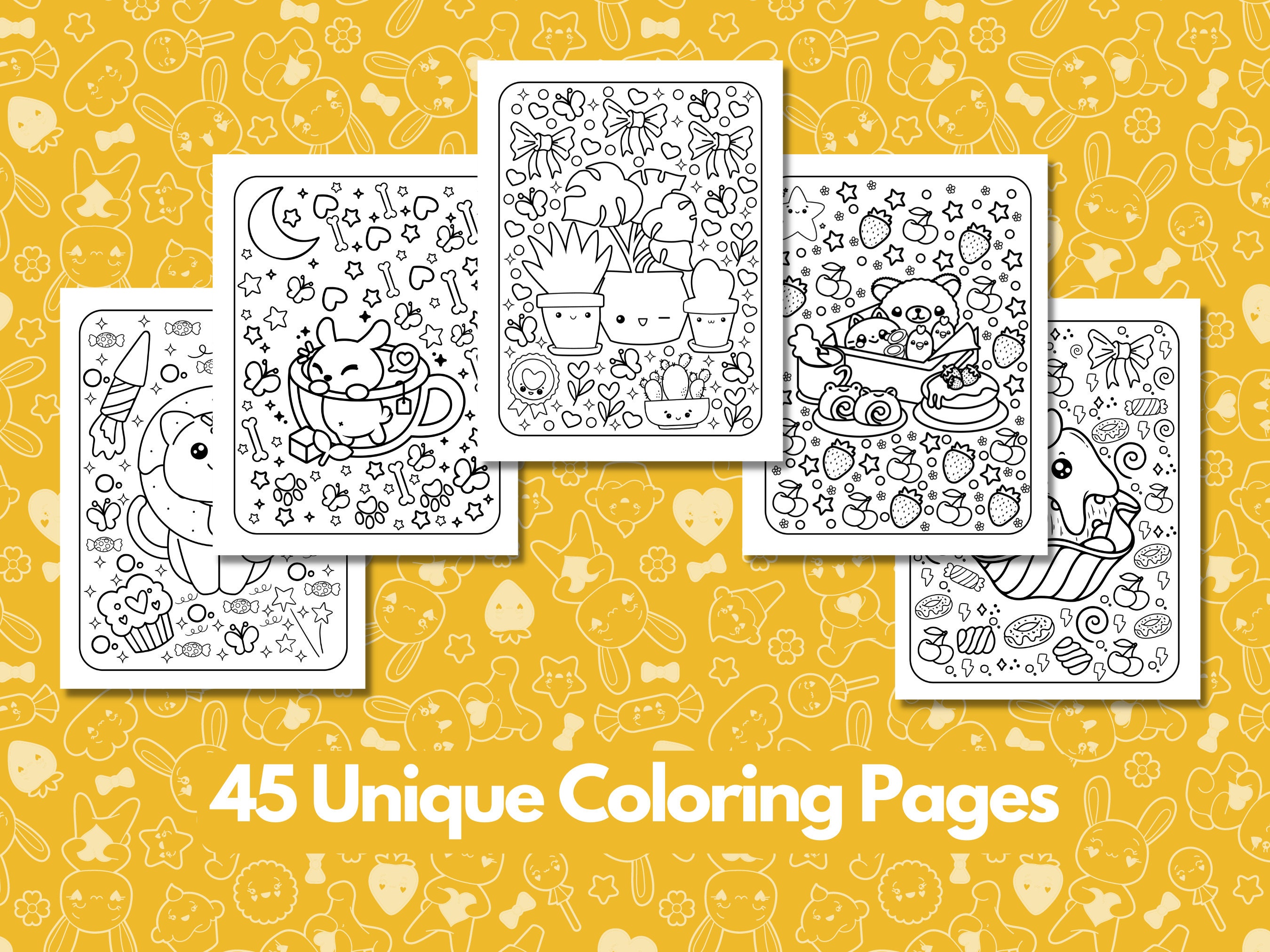 45 Cute Kawaii Coloring Pages | Printable Adult Kids Teens Coloring ...