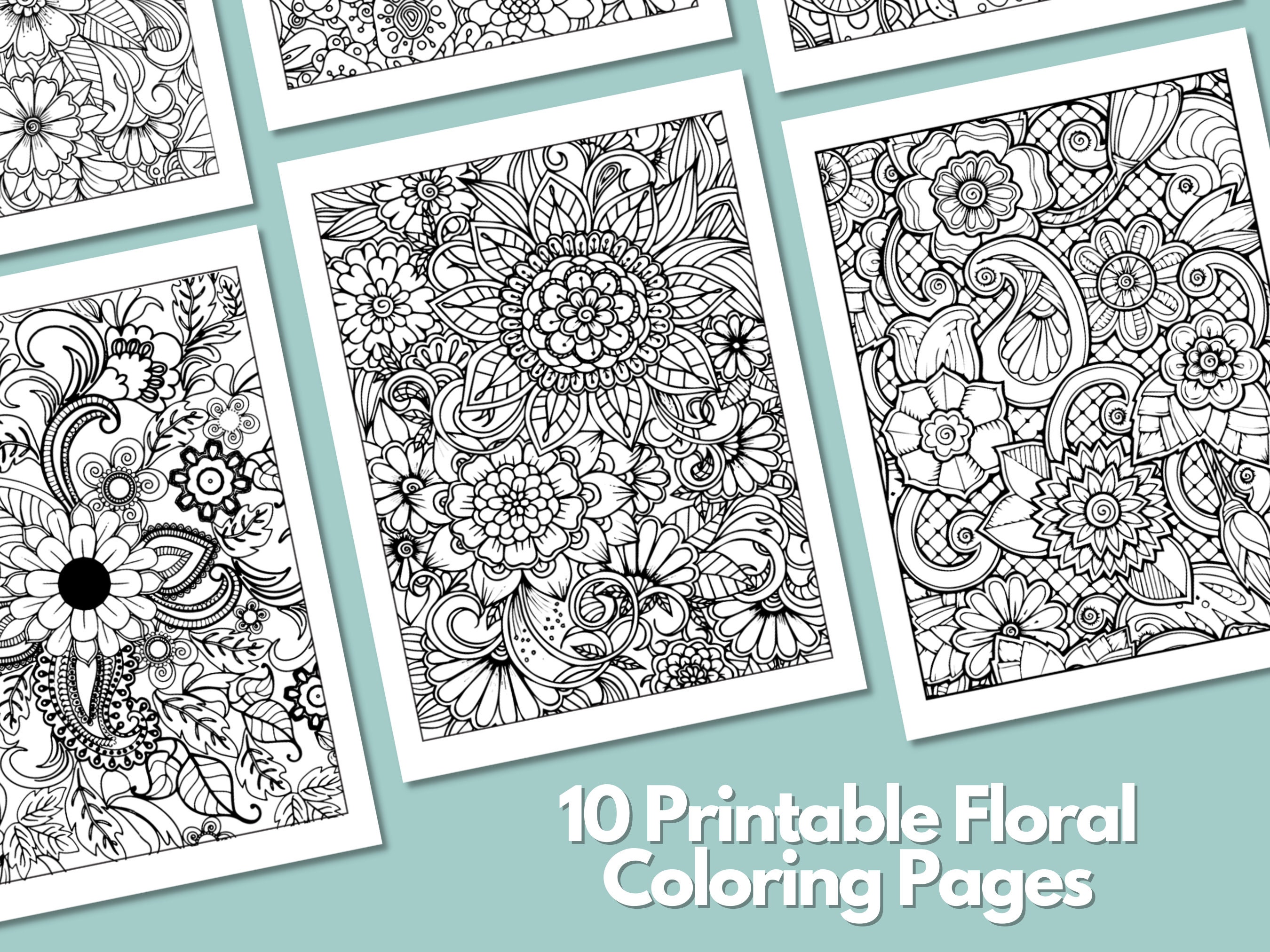 10 Beautiful Floral Coloring Pages | Flower Adult Teens Coloring Pages ...