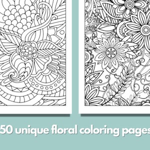 50 Beautiful Floral Coloring Pages | Flower Adult Teens Coloring Pages ...