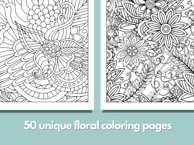 50 Beautiful Floral Coloring Pages | Flower Adult Teens Coloring Pages ...