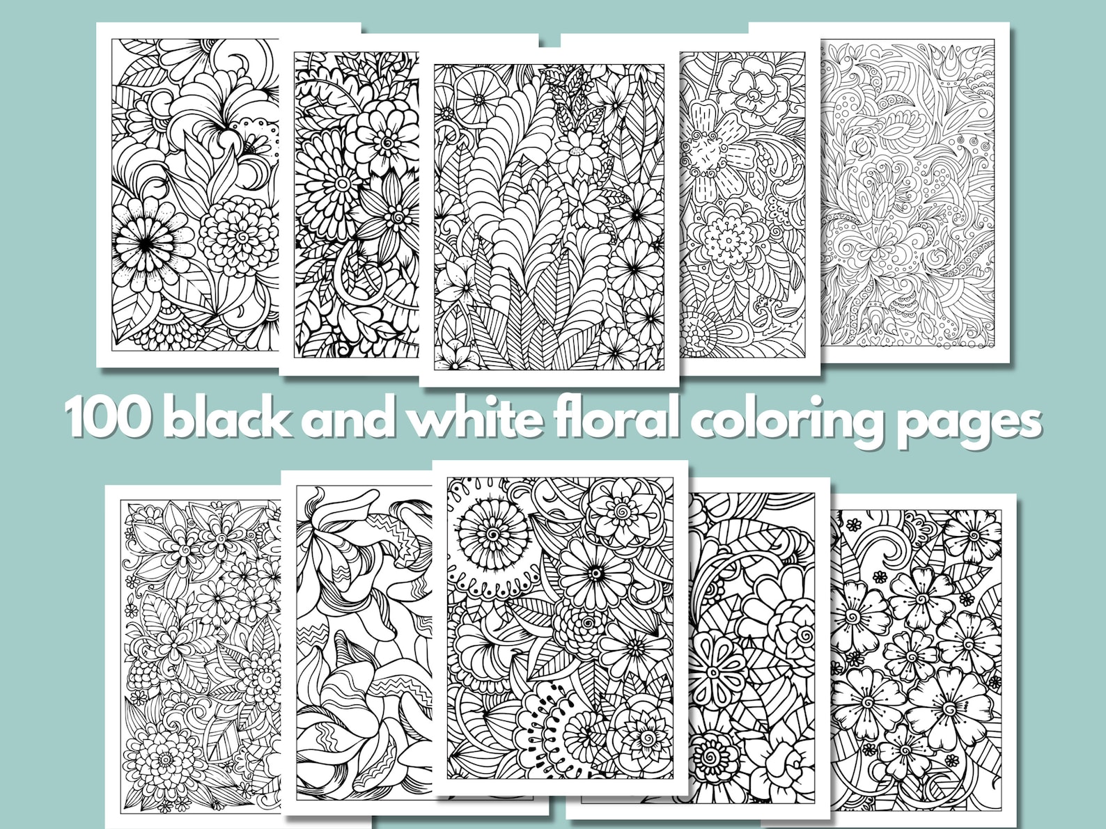 100 Beautiful Floral Coloring Pages | Flower Adult Teens Coloring Pages ...