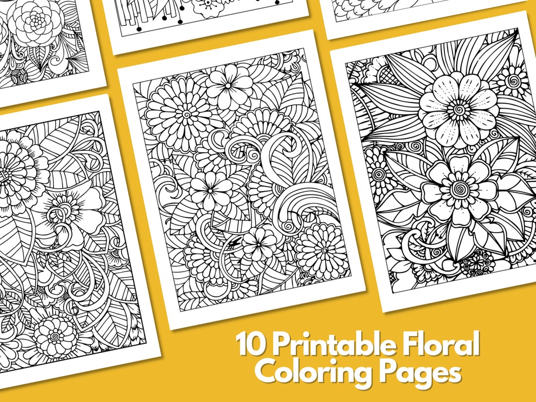 10 Beautiful Floral Coloring Pages | Flower Adult Teens Coloring Pages ...