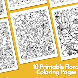 10 Beautiful Floral Coloring Pages | Flower Adult Teens Coloring Pages ...