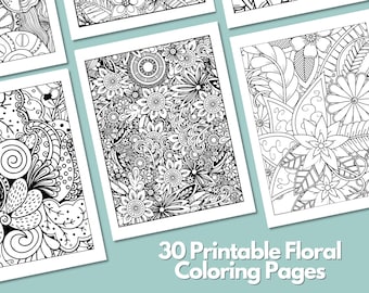 100 Beautiful Floral Coloring Pages Flower Adult Teens Coloring Pages ...
