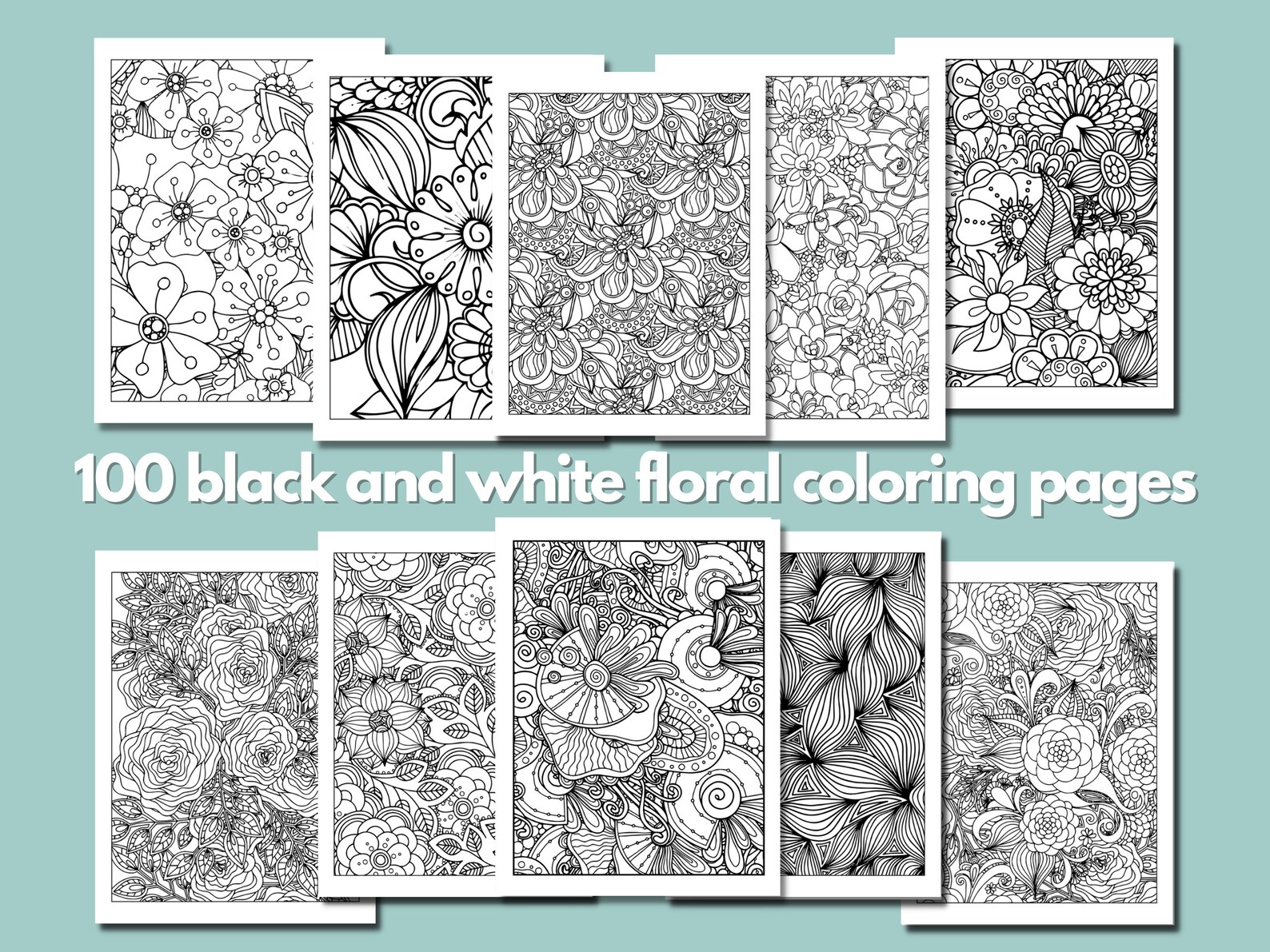 100 Beautiful Floral Coloring Pages | Flower Adult Teens Coloring Pages ...