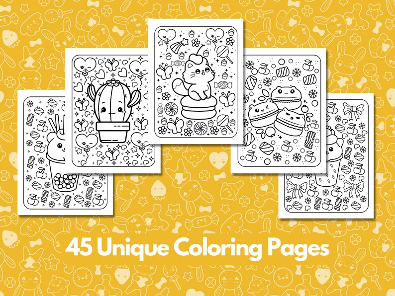 45 Cute Kawaii Coloring Pages | Printable Adult Kids Teens Coloring ...