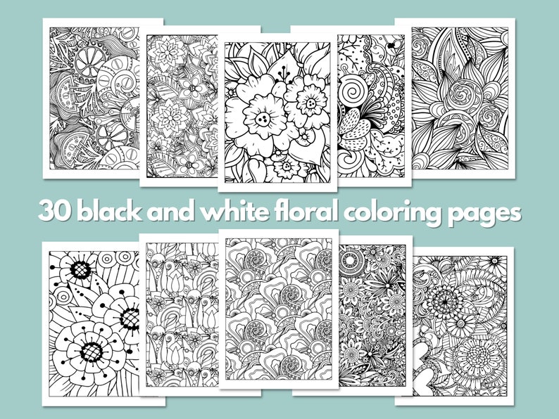 30 Beautiful Floral Coloring Pages | Flower Adult Teens Coloring Pages ...