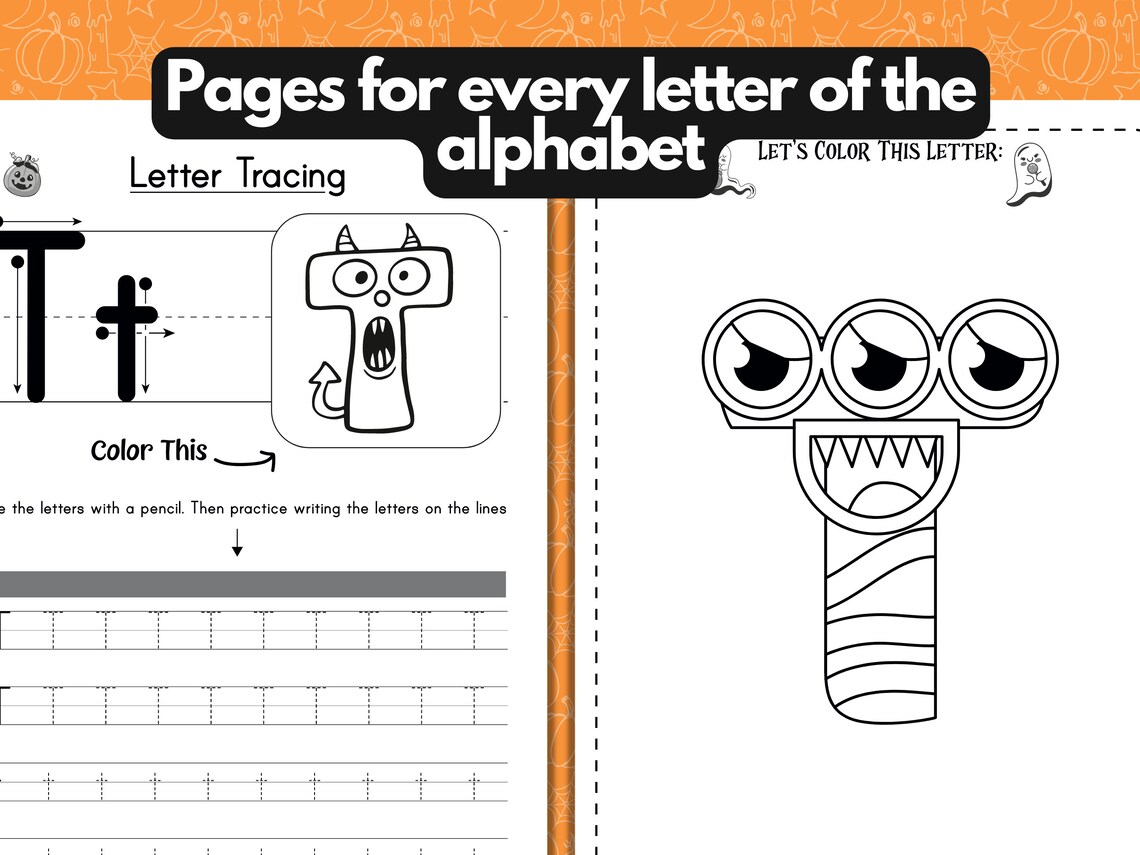 Halloween Coloring Pages & Handwriting Letter Writing Practice ...