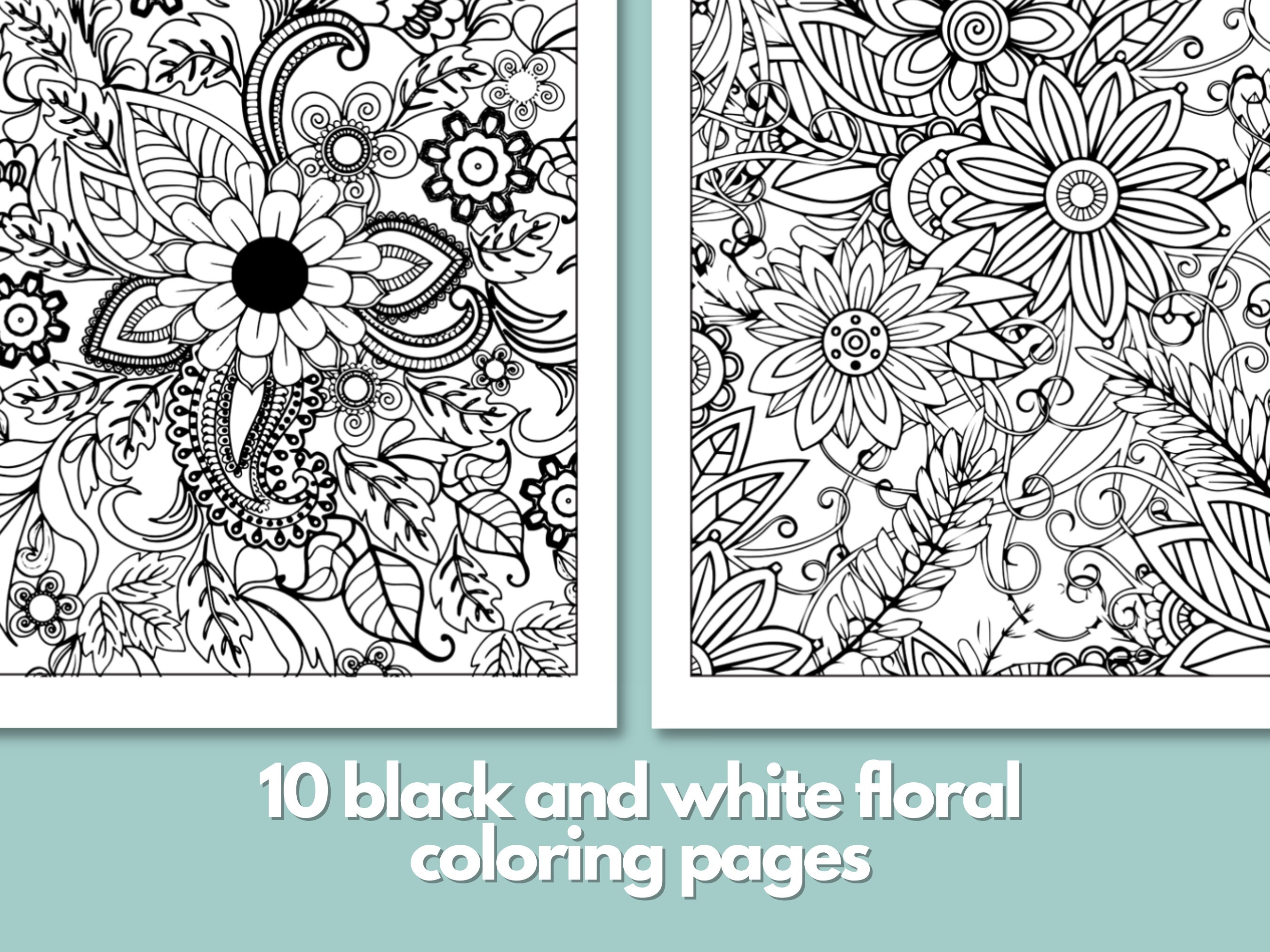 10 Beautiful Floral Coloring Pages | Flower Adult Teens Coloring Pages ...