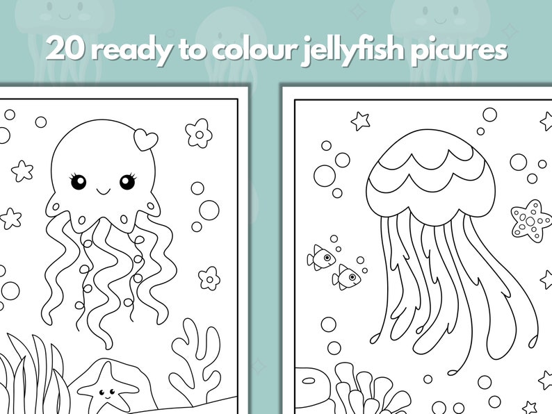 20 Jellyfish Sea Creature Coloring Pages Printable Adult Kids Teens ...