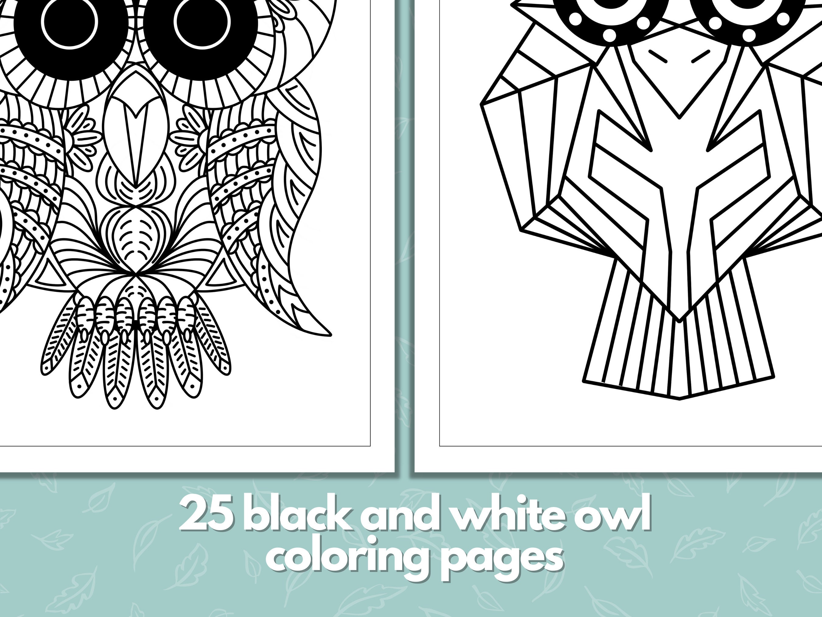 25 Owl Coloring Pages | Printable Adult Kids Teens Coloring | Instant ...