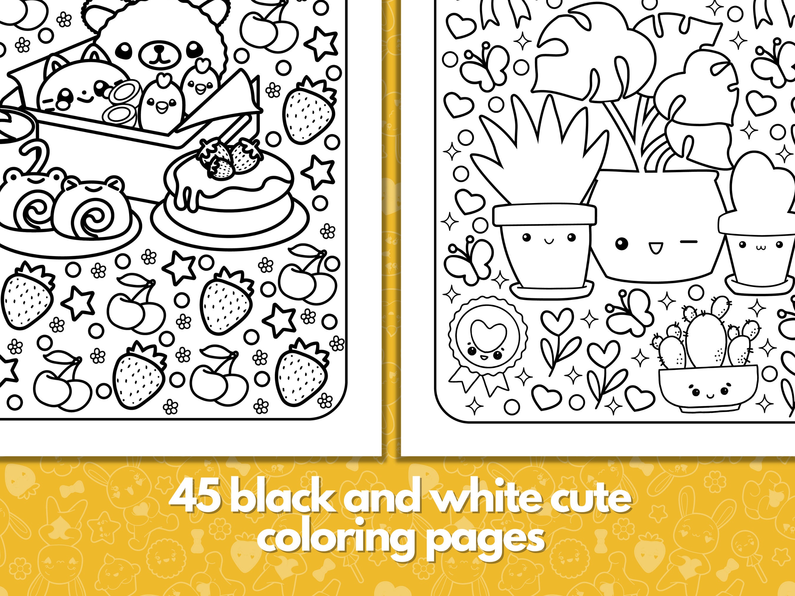 45 Cute Kawaii Coloring Pages | Printable Adult Kids Teens Coloring ...