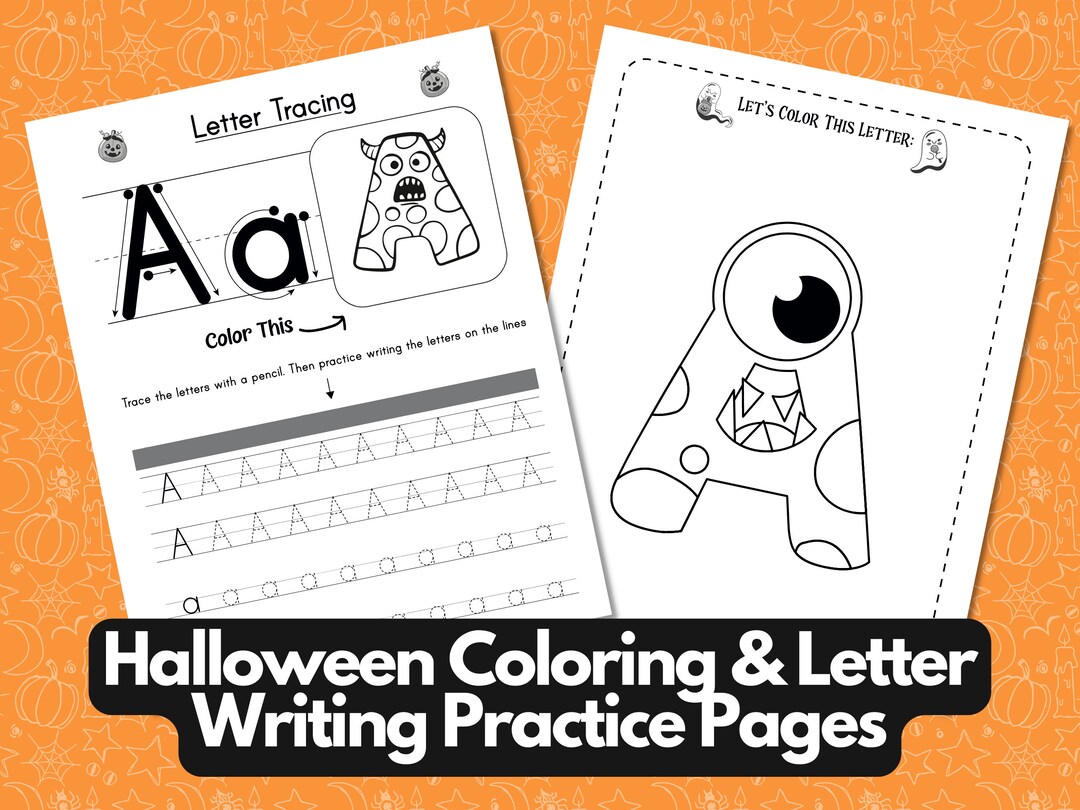 Halloween Coloring Pages & Handwriting Letter Writing Practice ...