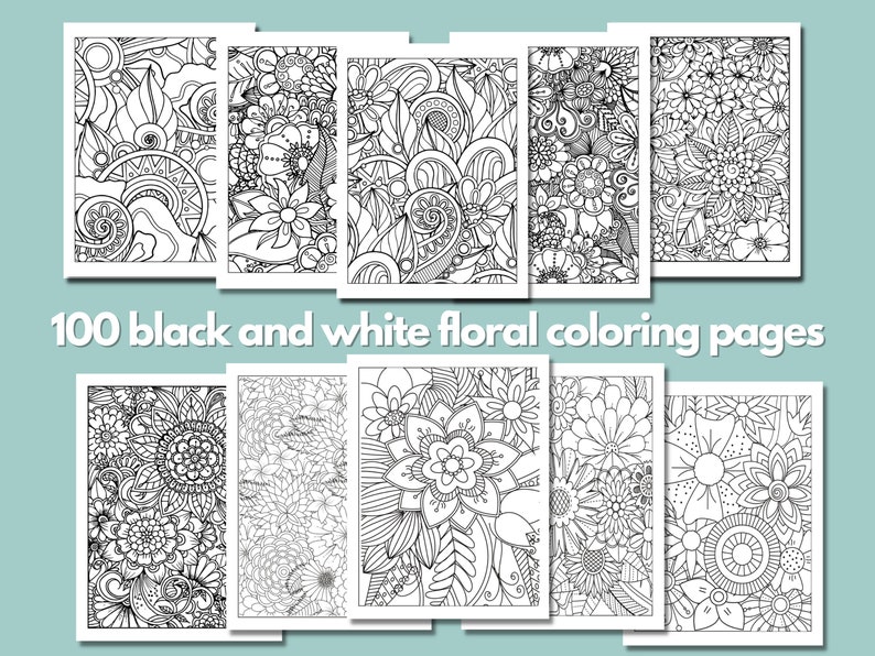100 Beautiful Floral Coloring Pages | Flower Adult Teens Coloring Pages ...