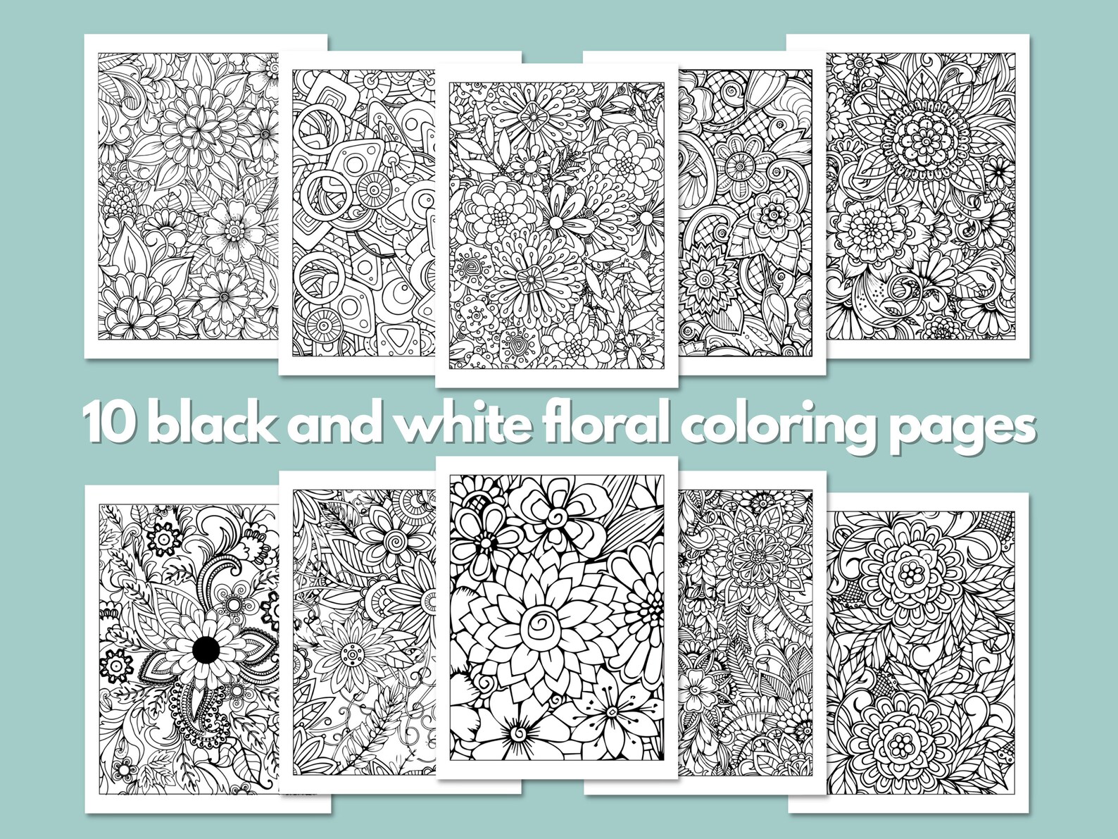 10 Beautiful Floral Coloring Pages | Flower Adult Teens Coloring Pages ...