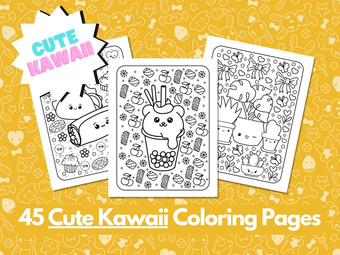 45 Cute Kawaii Coloring Pages | Printable Adult Kids Teens Coloring ...