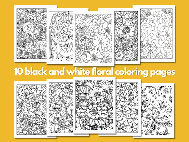 10 Beautiful Floral Coloring Pages | Flower Adult Teens Coloring Pages ...