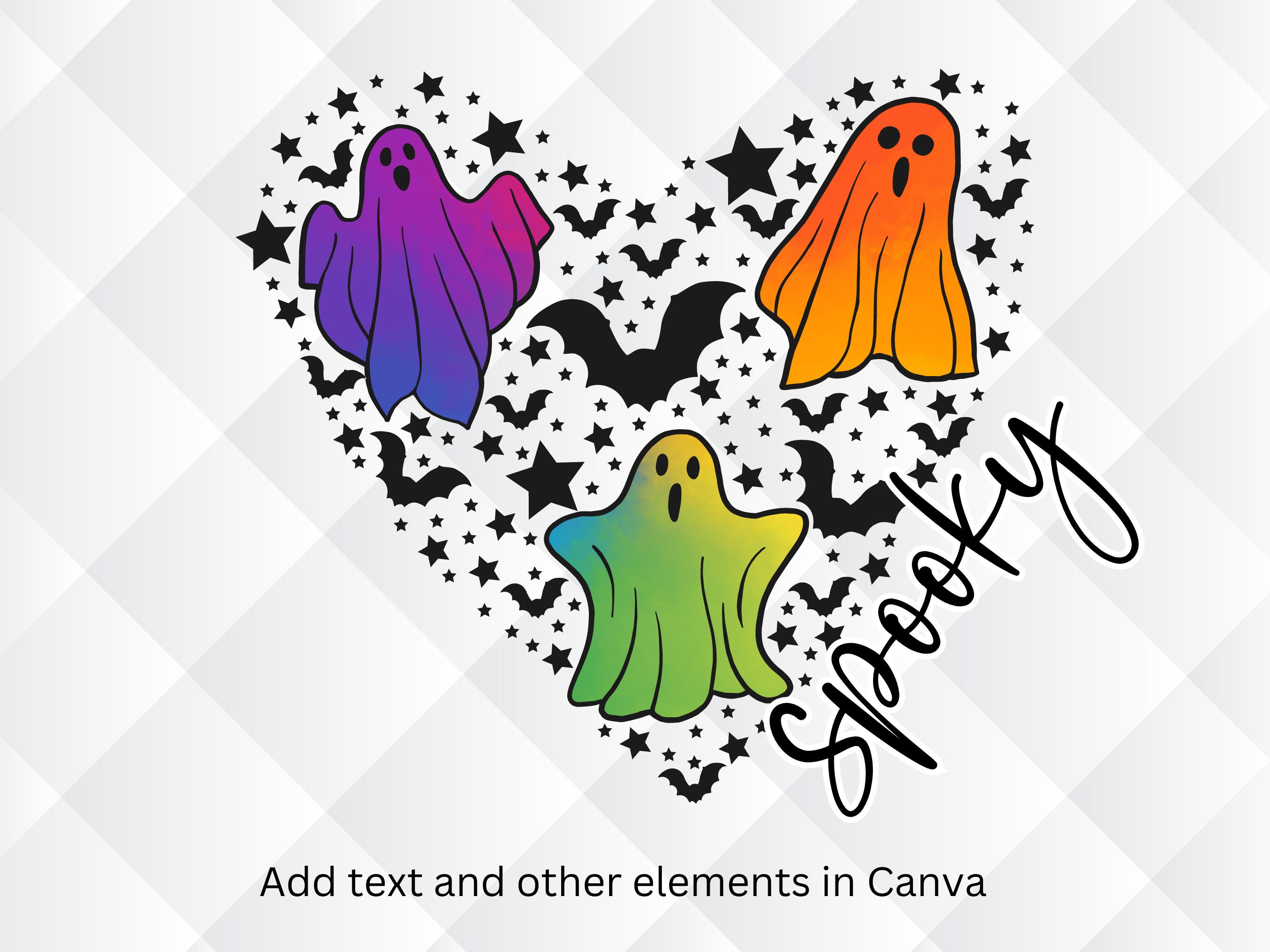 Ghost Heart Canva Frame Ghost Templates Halloween Frames - Etsy