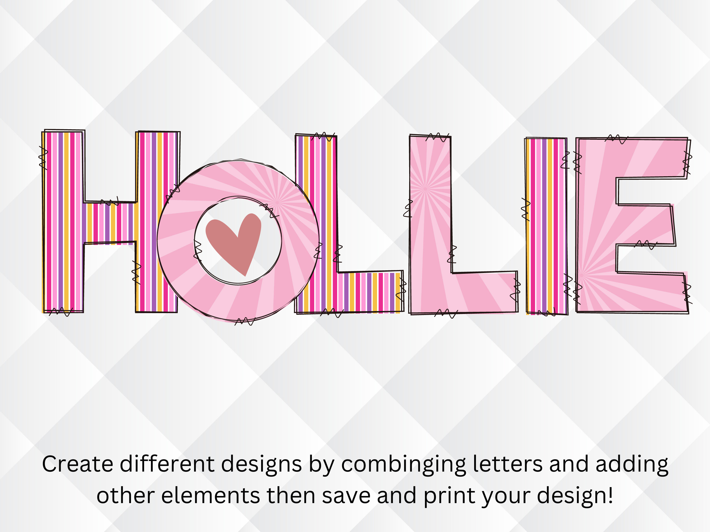 Doodle Alphabet Fill Your Own Letters CANVA Frames Drag and - Etsy