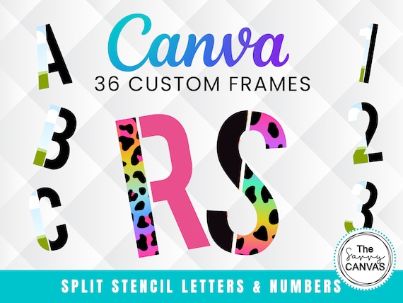 Split Stencil Letters & Numbers Canva Frames Fill Your Own - Etsy