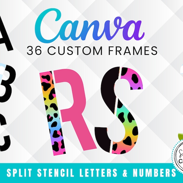 Split Alphabet Canva Frames - Etsy