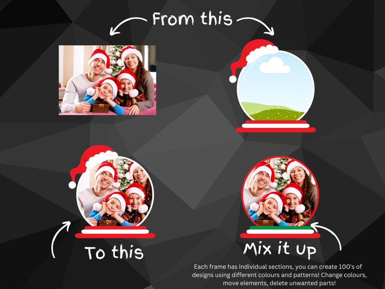 3 Snow Globe Canva Frame, Snow Globe Template, Christmas Designs, CANVA ...