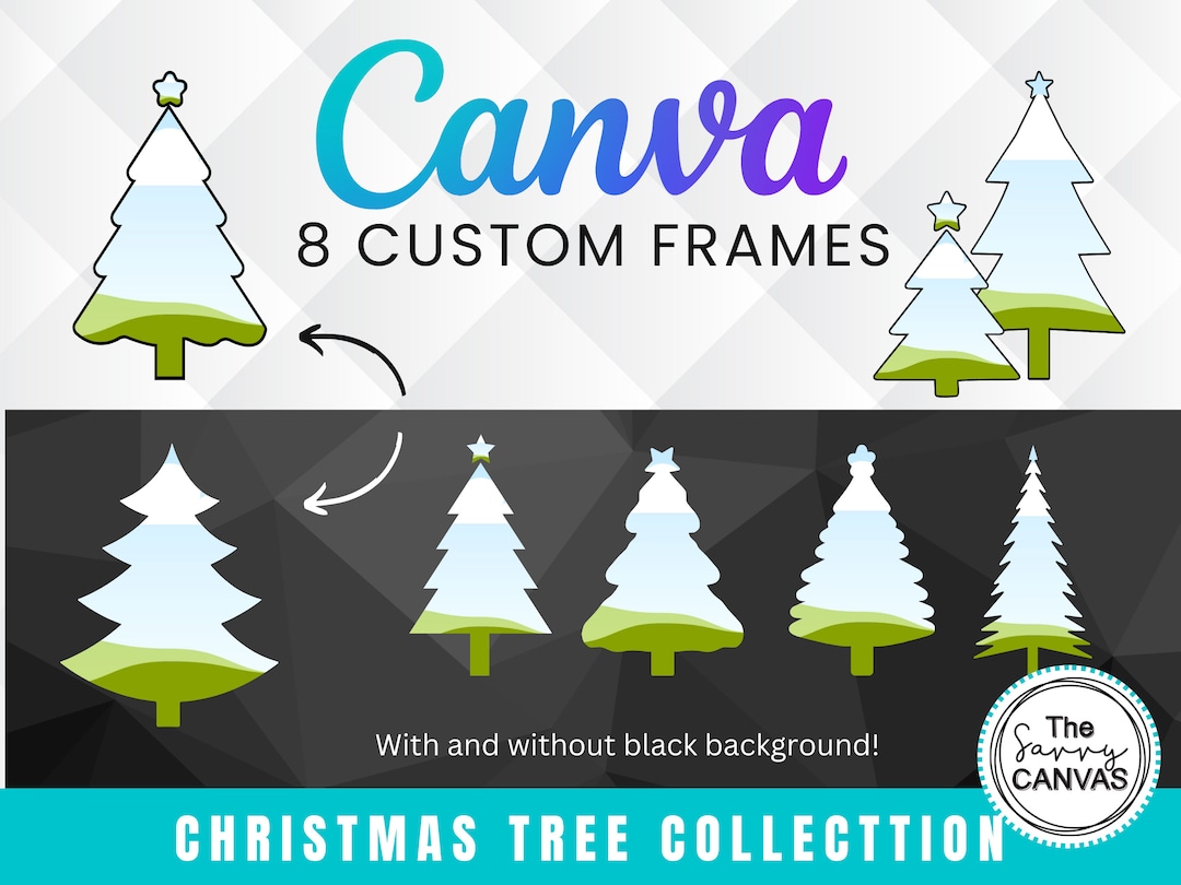 Christmas Tree Canva Frame, Tree Template, Christmas Designs, Mock up ...