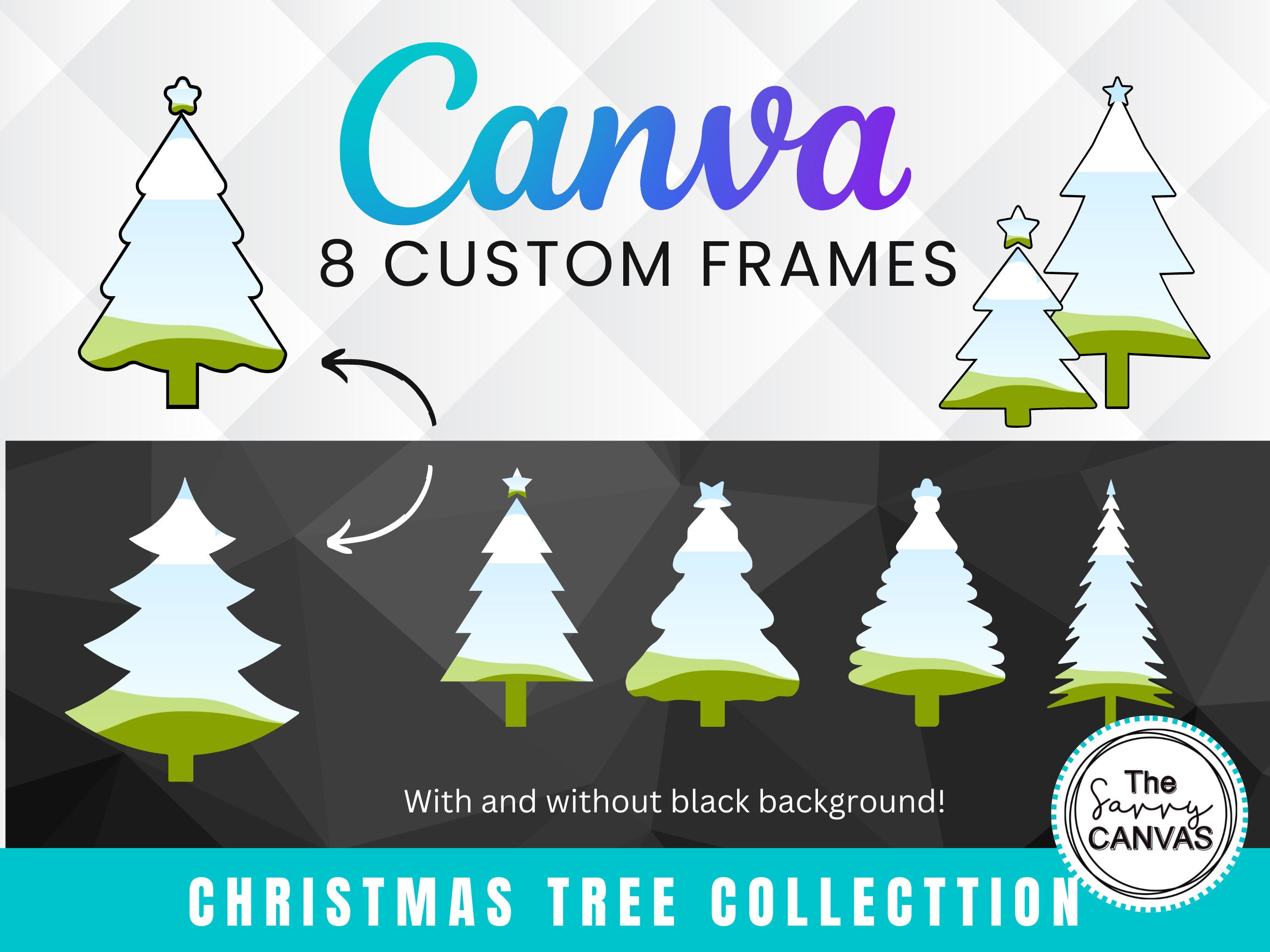 Christmas Tree Canva Frame, Tree Template, Christmas Designs, Mock up ...