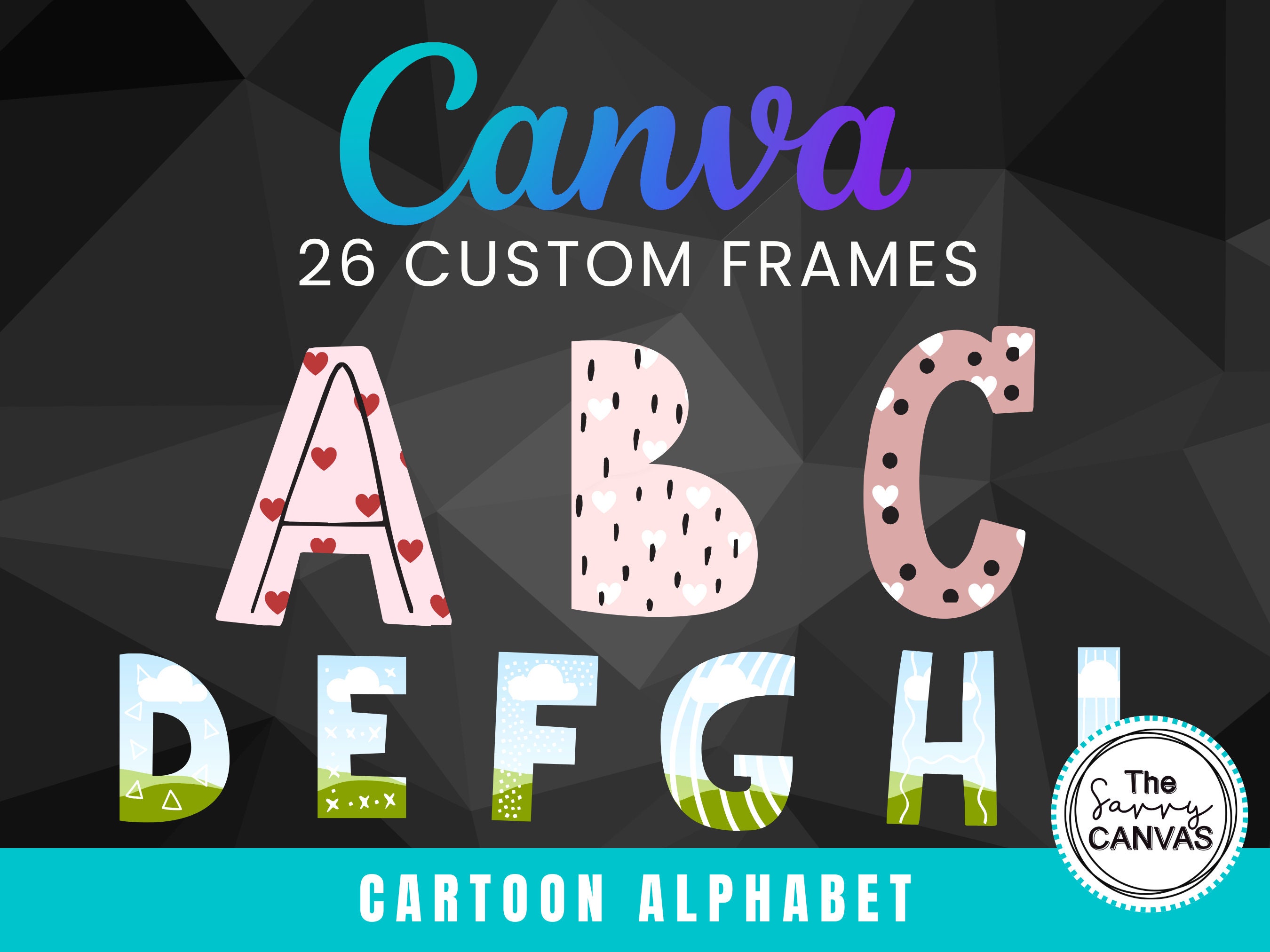 Cartoon Alphabet Fill Your Own Letters CANVA Frames, Drag and Drop ...