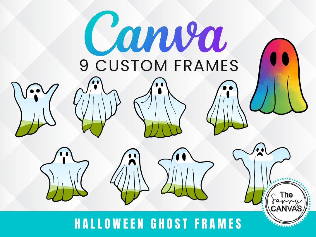 Halloween Ghost Canva Frames, Ghost Templates, Halloween Frames, Canva ...