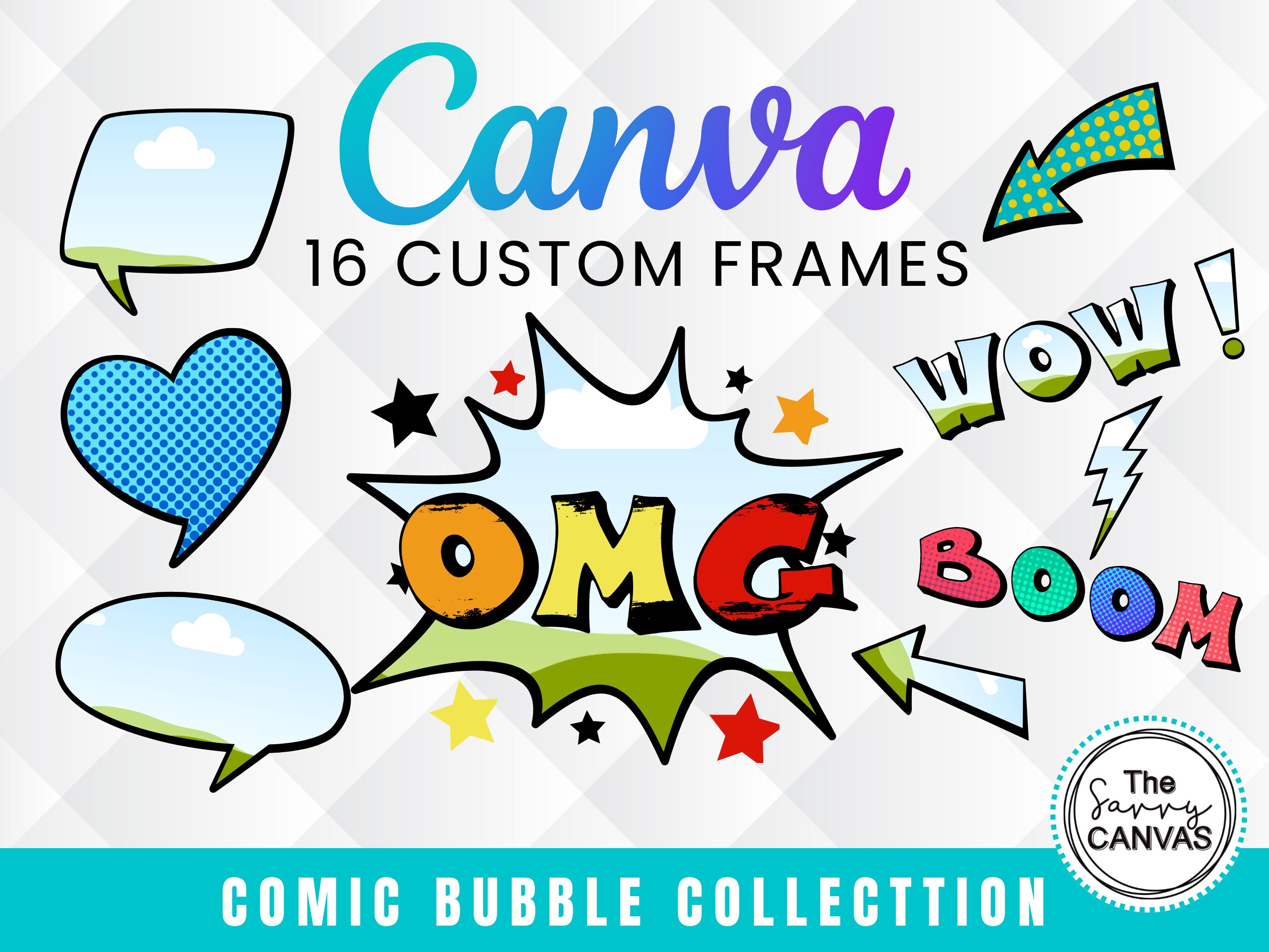 16 Comic Bubble Canva Frame, Comic Template, Speech Bubble Designs ...