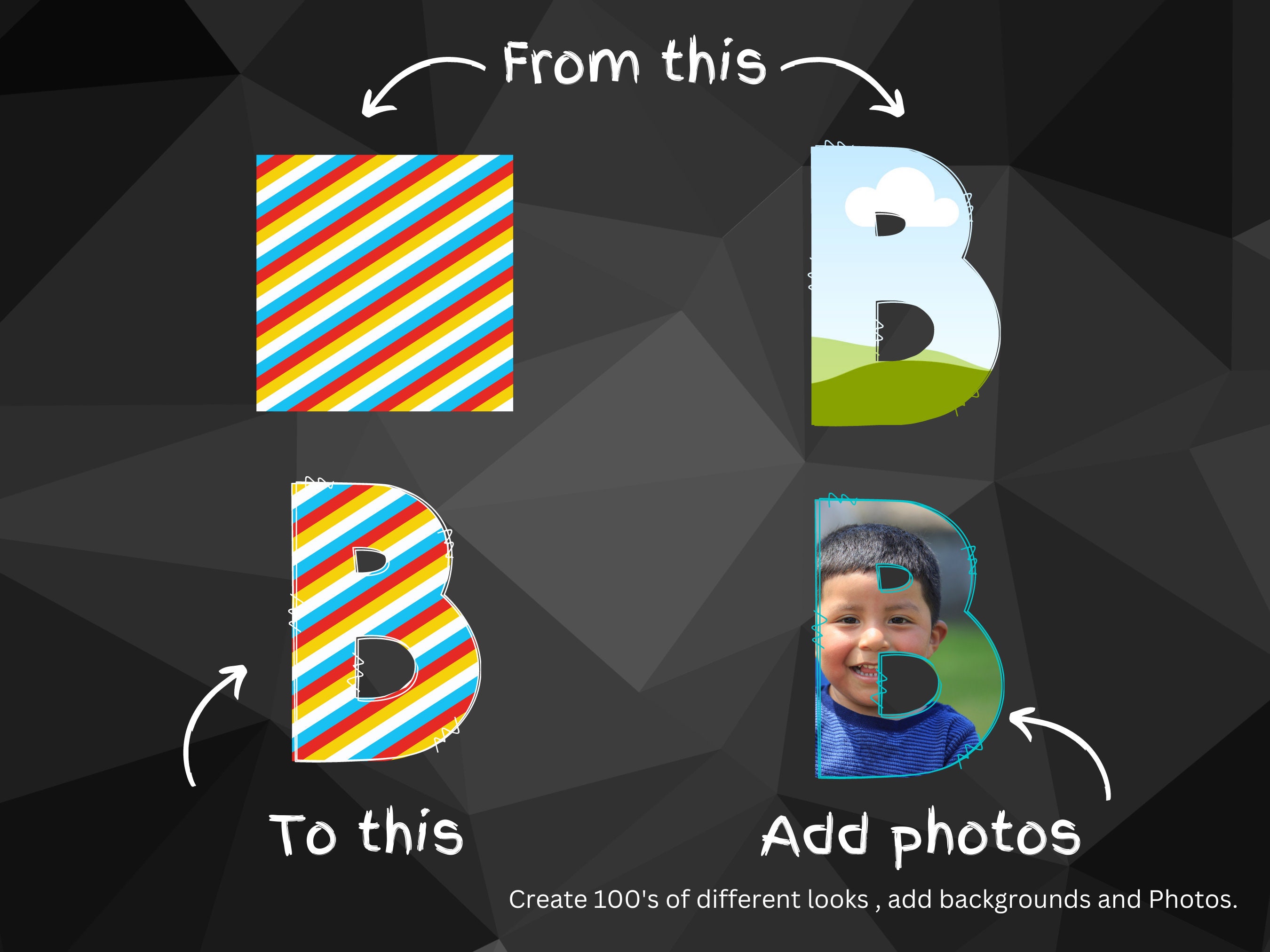 Doodle Alphabet Fill Your Own Letters CANVA Frames, Drag and Drop ...