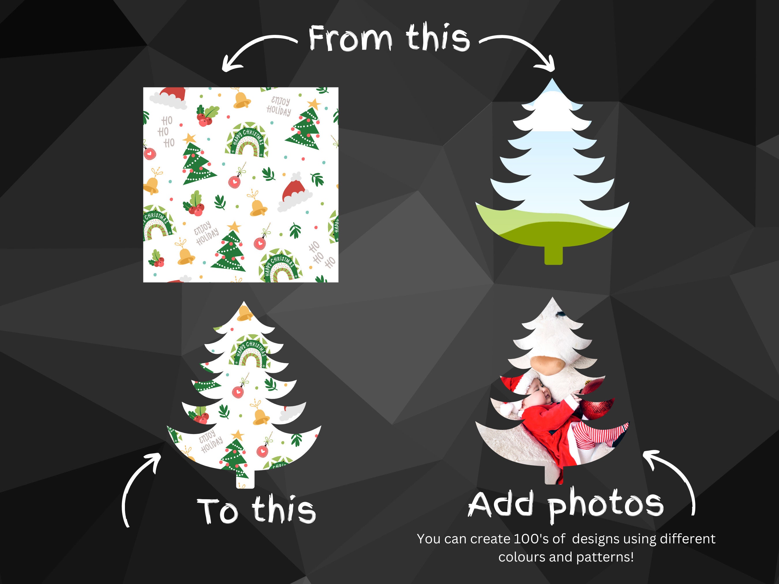 Christmas Canva Frame, Tree Template, Santa Designs, Mockup Frame ...