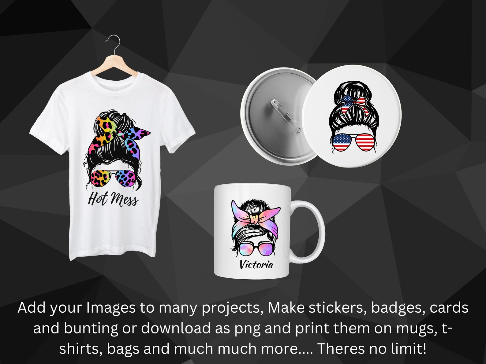 Messy Bun Canva Frames Custom Messy Bun Mom Life - Etsy