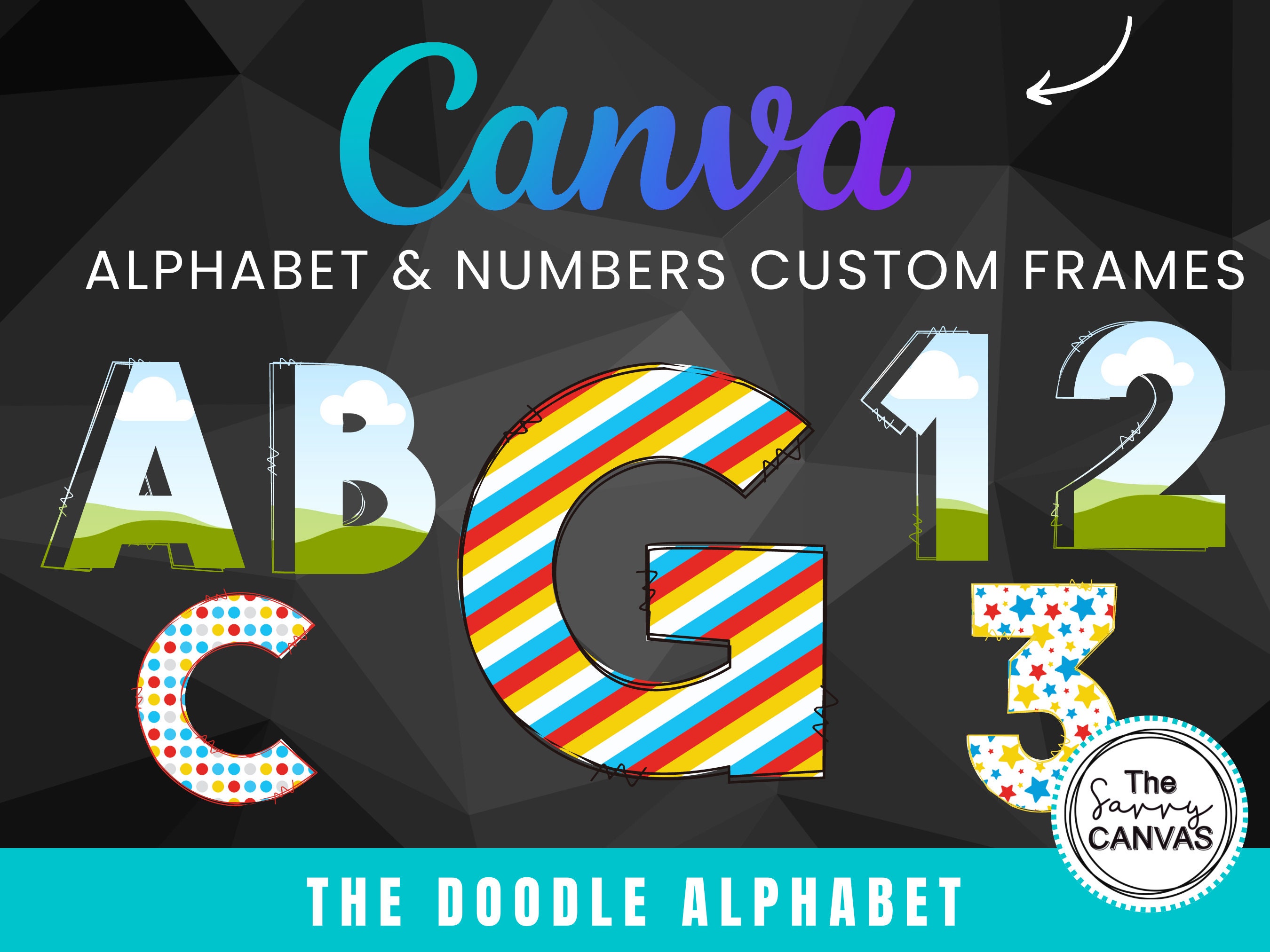 Doodle Alphabet Fill Your Own Letters CANVA Frames, Drag and Drop ...