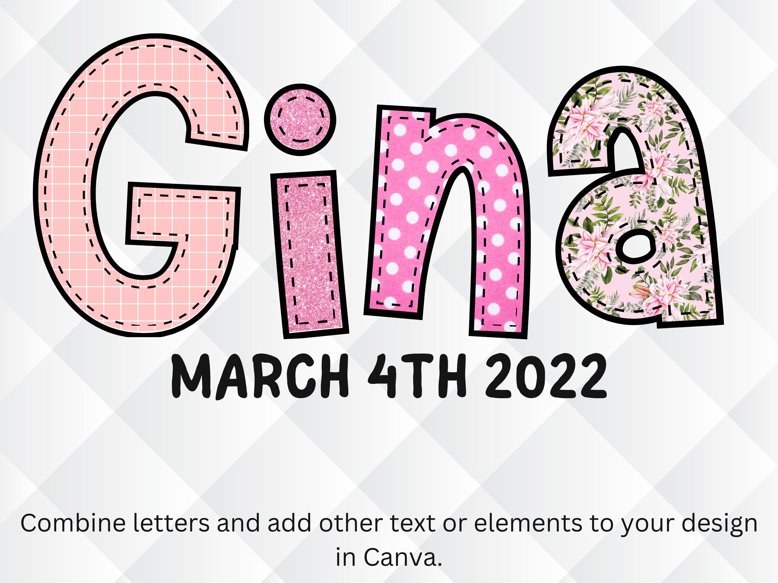 Stitch Effect Letters Canva Frames Font Templates Alphabet - Etsy Canada