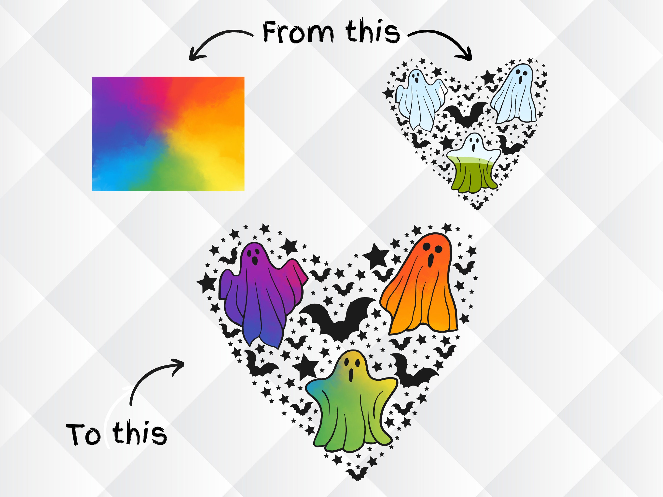 Ghost Heart Canva Frame Ghost Templates Halloween Frames - Etsy