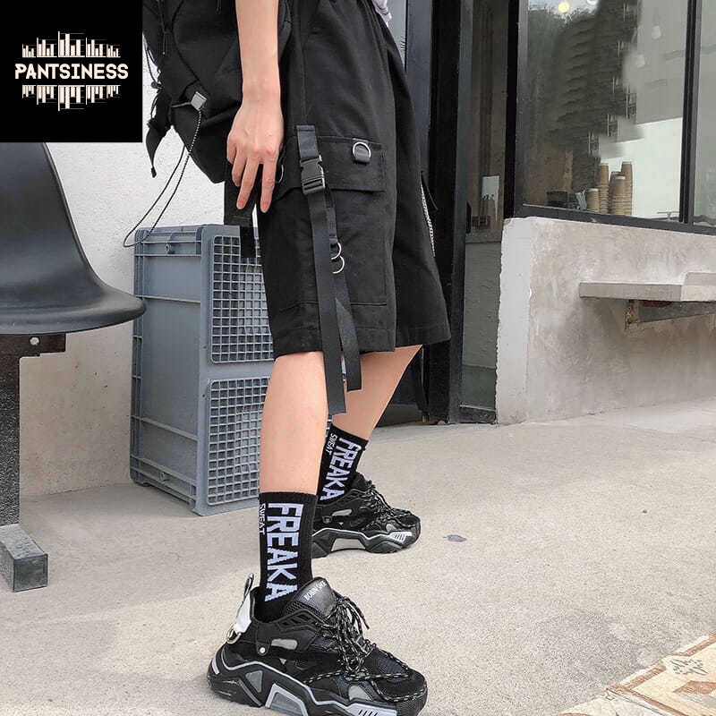 Casual Streetwear Chain Shorts, Steampunk Gothic Multi Pocket Shorts ...