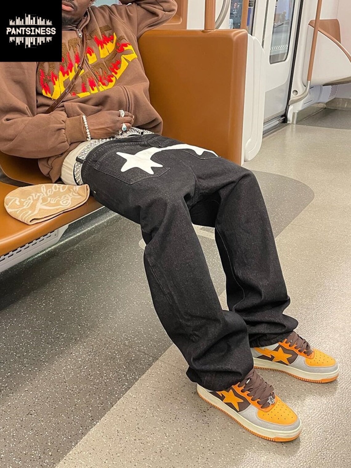 Hip Hop Star Print Pants Y2k Grunge Streetwear Jeans Rap Fan Etsy