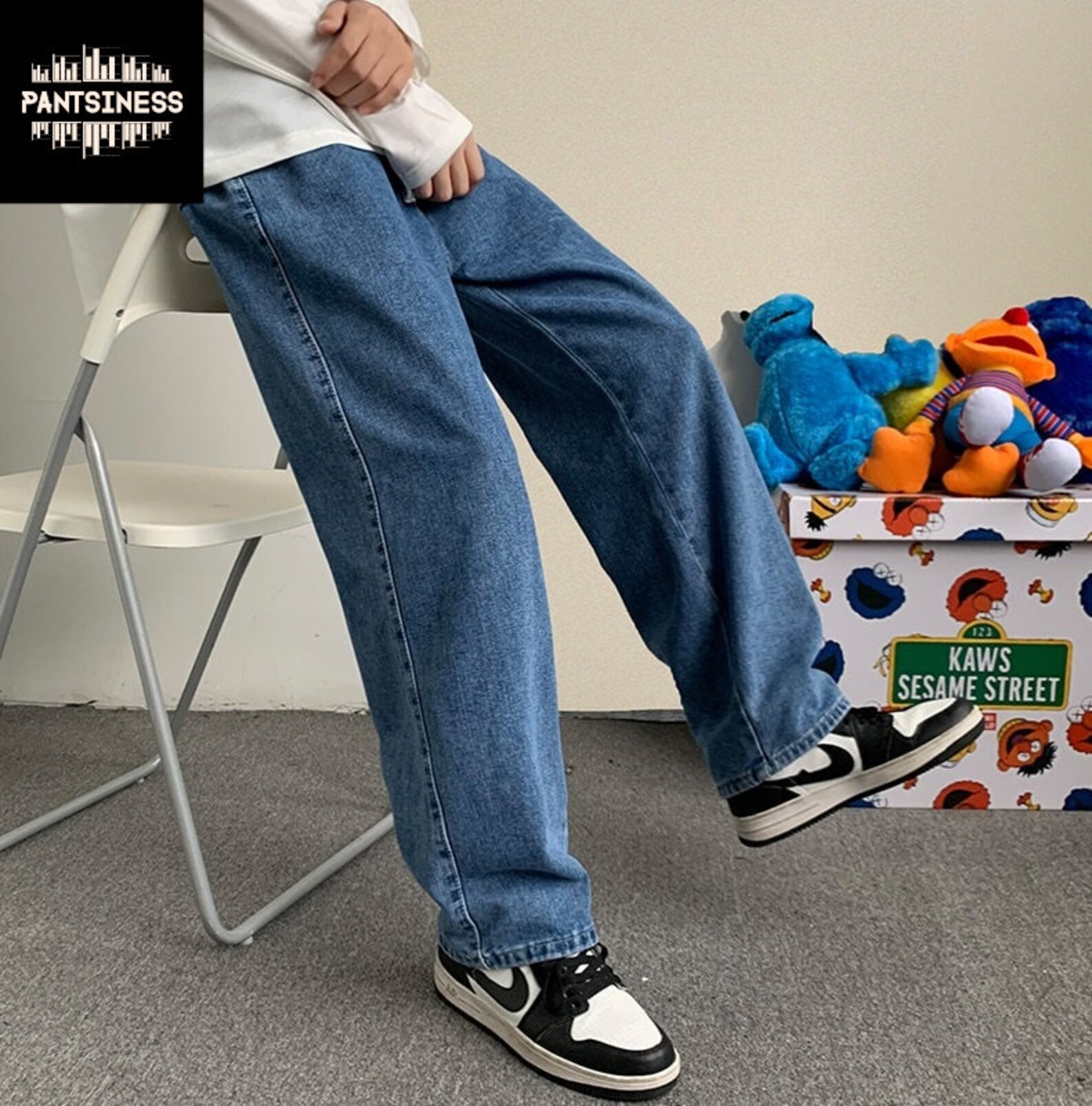 Retro Streetwear Baggy Jeans, Straight Loose Wide Leg Pants, Korean ...