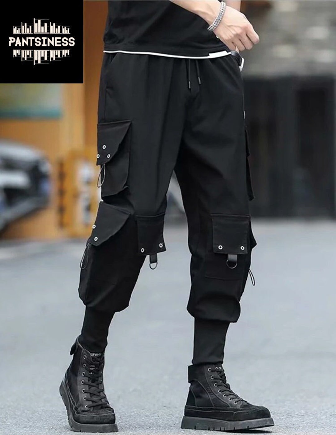 Cyber Techwear Pants, Multi Pocket Tactical Urbanistic Bottoms, Urban ...