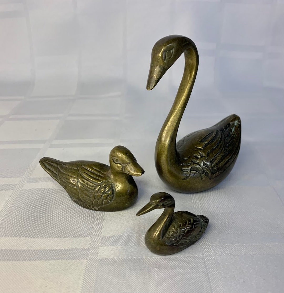 Brass Birds Set of 3 Etched Brass Bird Figurines Vintage Bird Decor ...