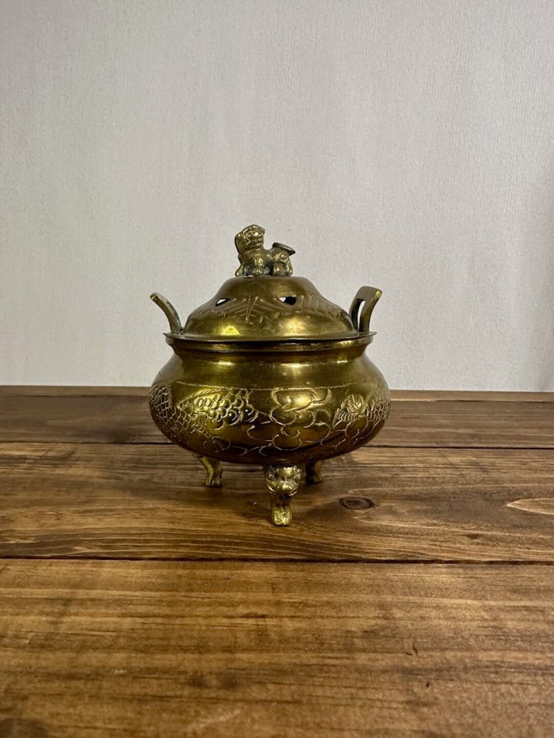 Brass Incense Burner Bowl Incense Burner Bowl With Lid Footed Brass ...