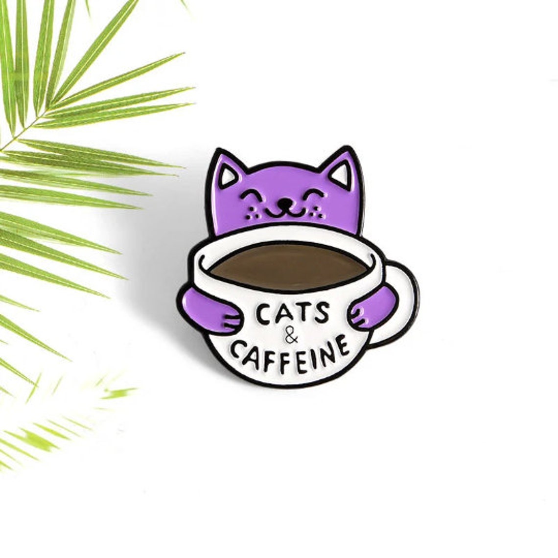 Caffeine Cat Enamel Pin Badge - Etsy