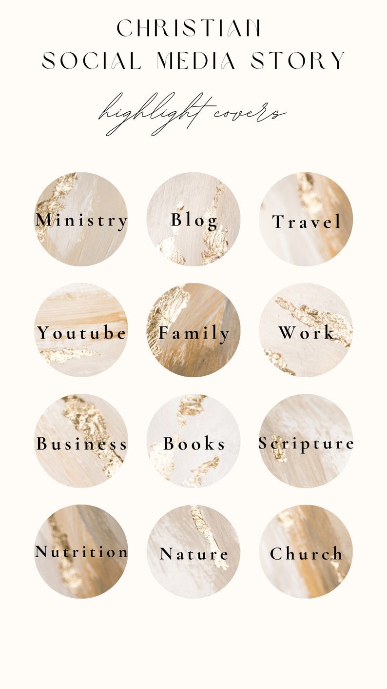 12 Neutral Gold Abstract Christian Instagram Highlight Covers - Etsy