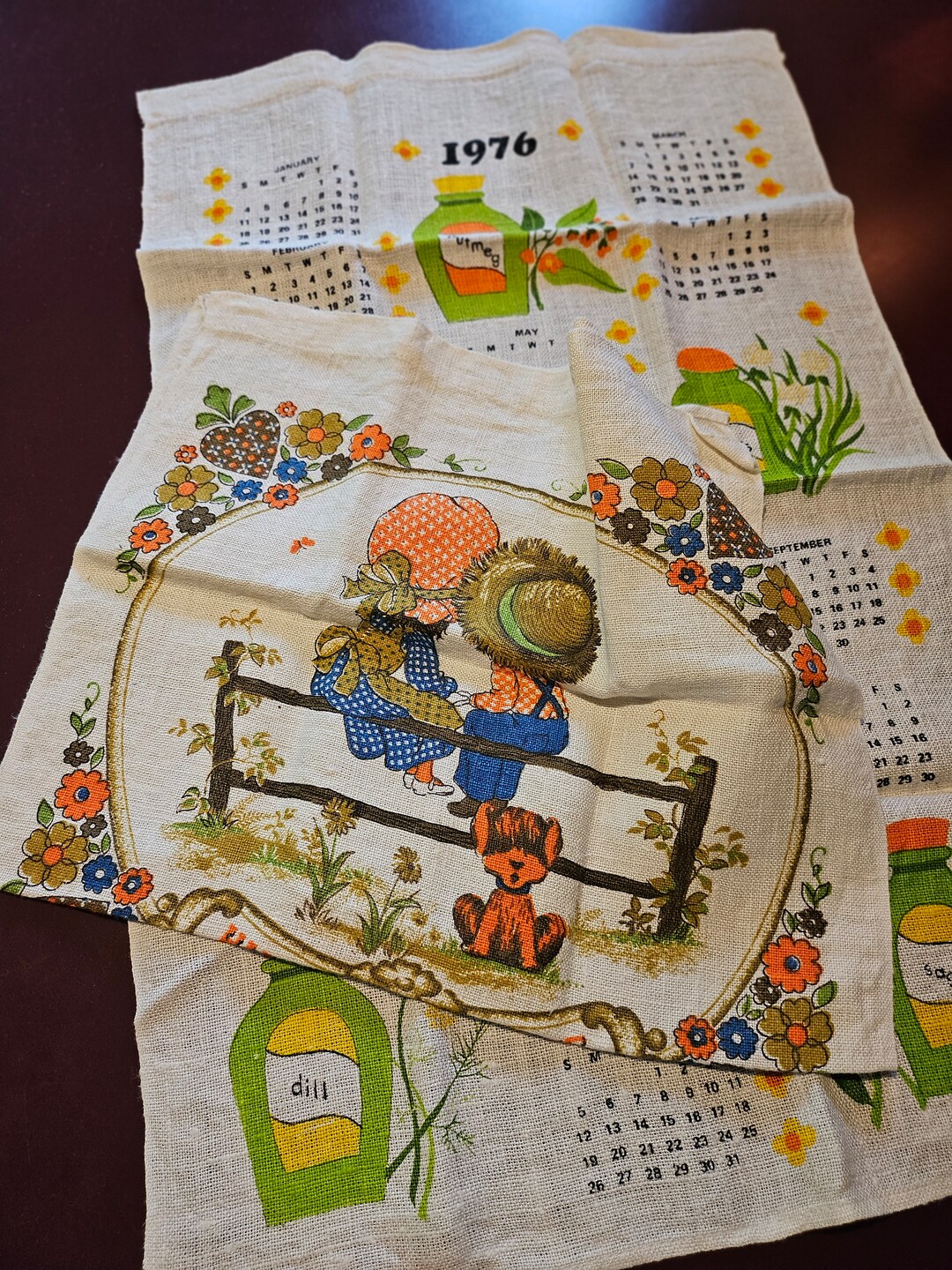 So Vintage Calendar Burlap Cotton Dishtowels. - Etsy