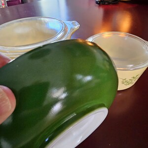 Three Pieces of Fun Green and Yellow Pyrex..so Pretty!...makes Cooking ...