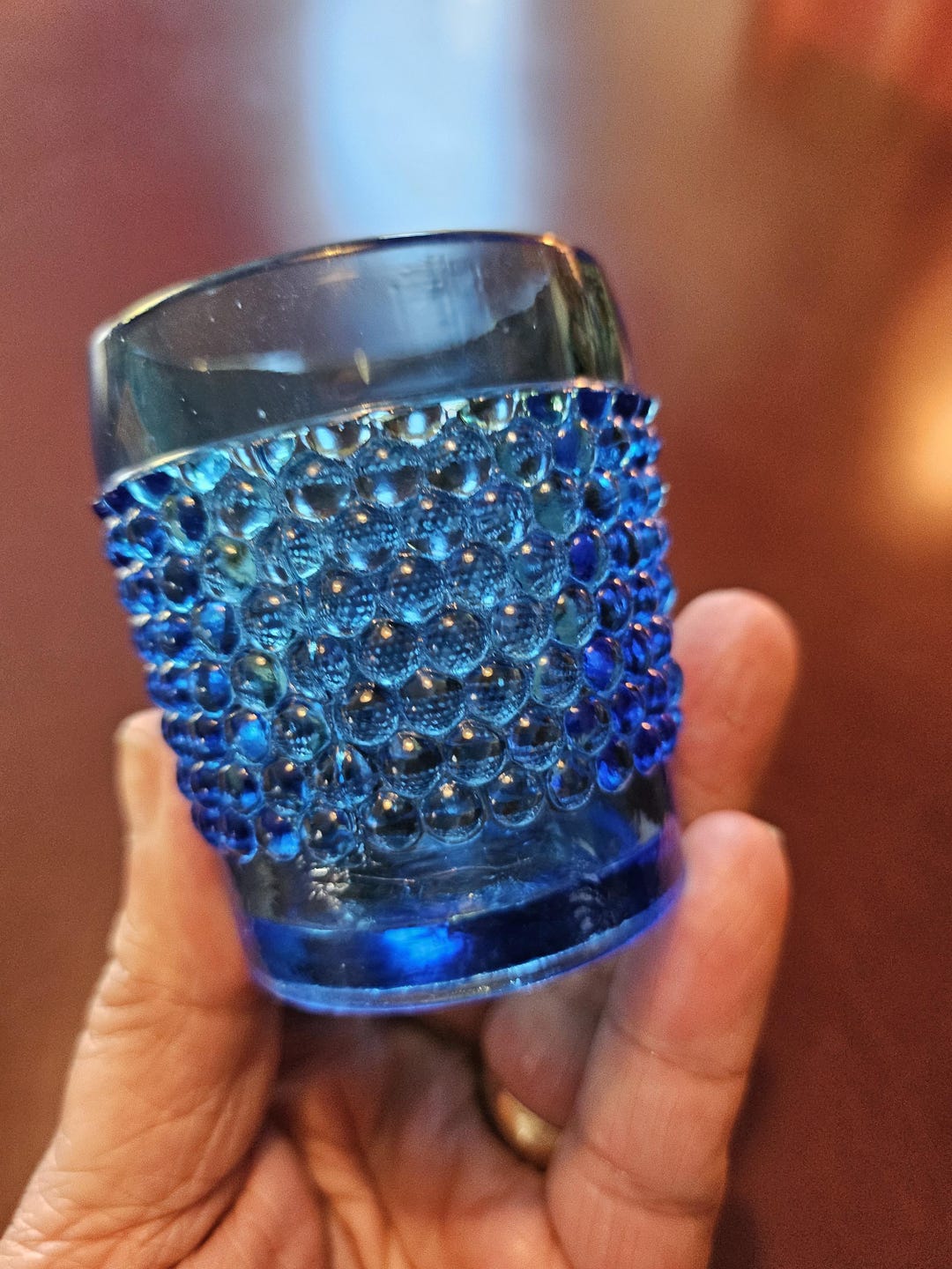 Nice Little Vintage Blue Hobnail Toothpick Holder...sweet Little Thing ...