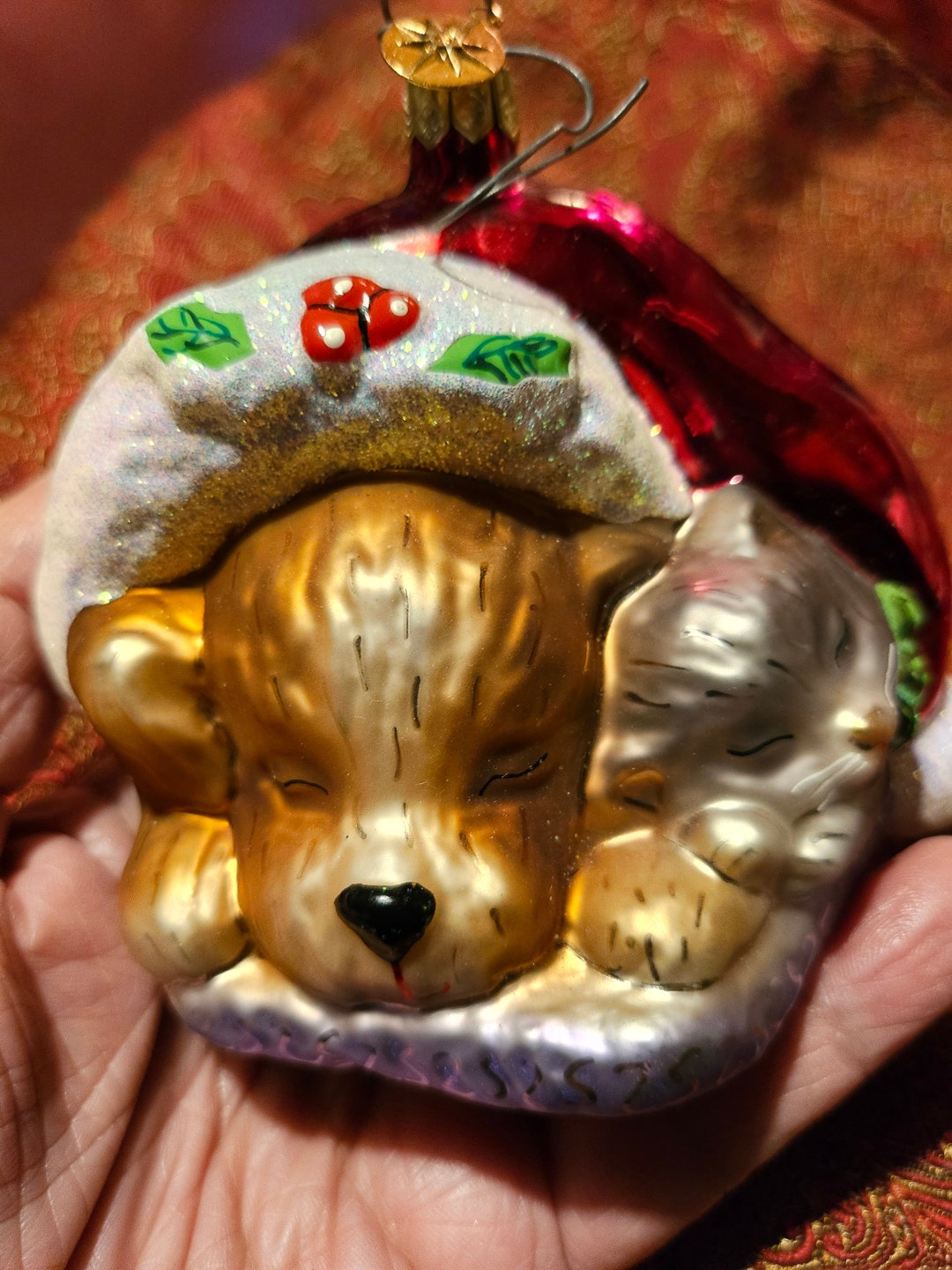 Vintage Radko Sleepy Puppy Ornament...sleeping in a Christmas Hat - Etsy